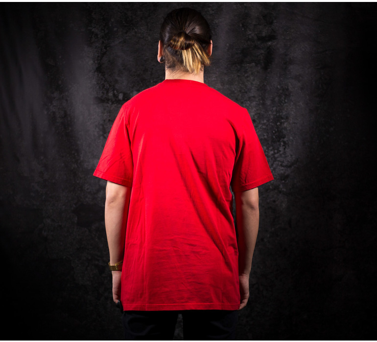 Pánske červené bavlnené tričko Adidas Trefoil s veľkým bielym logom na ...