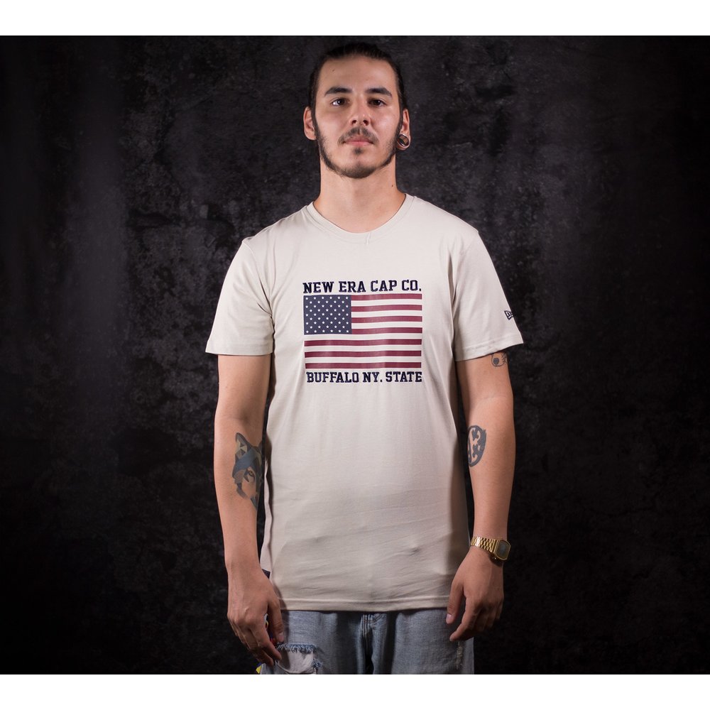 Pánske tričko New Era world hood usa s krátkym rukávom v béžovej farbe ...