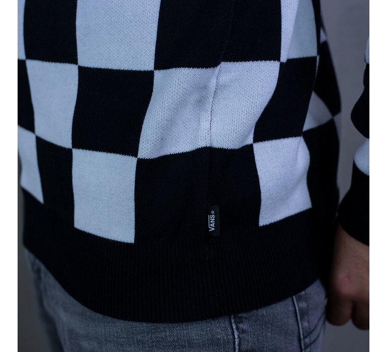Pánsky čierno-biely bavlnený štýlový sveter značky Vans model Checker ...