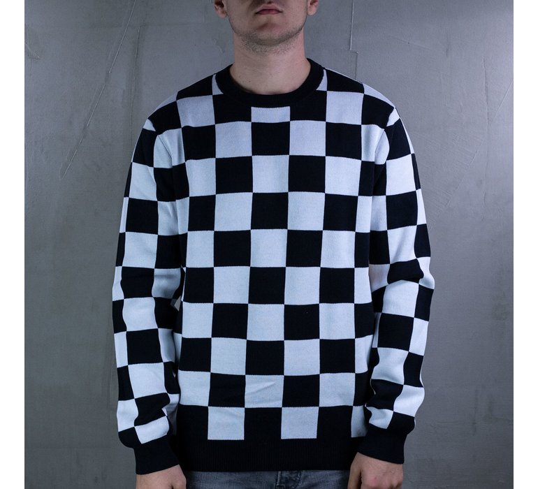 Pánsky čierno-biely bavlnený štýlový sveter značky Vans model Checker ...