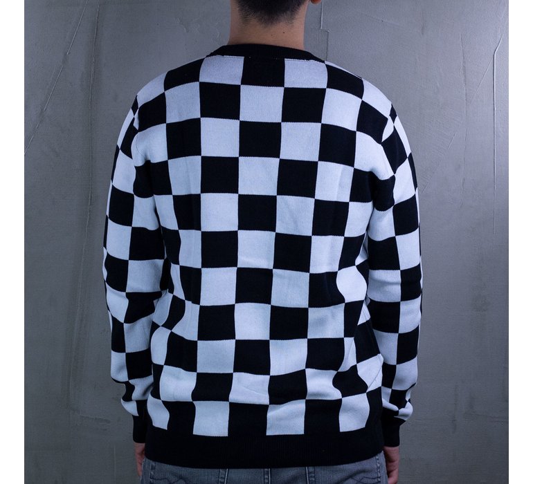 Pánsky čierno-biely bavlnený štýlový sveter značky Vans model Checker ...