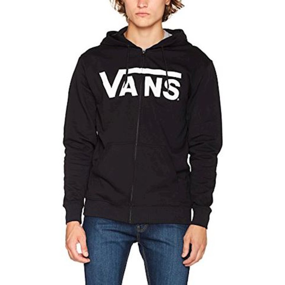 Pánska klasická čierna mikina Vans Classic na zips s vyplneným bielym ...