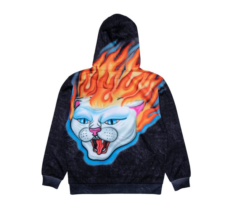 Pánska mikina v čiernej farbe s vypratým dizajnom a farebnou grafikou ...